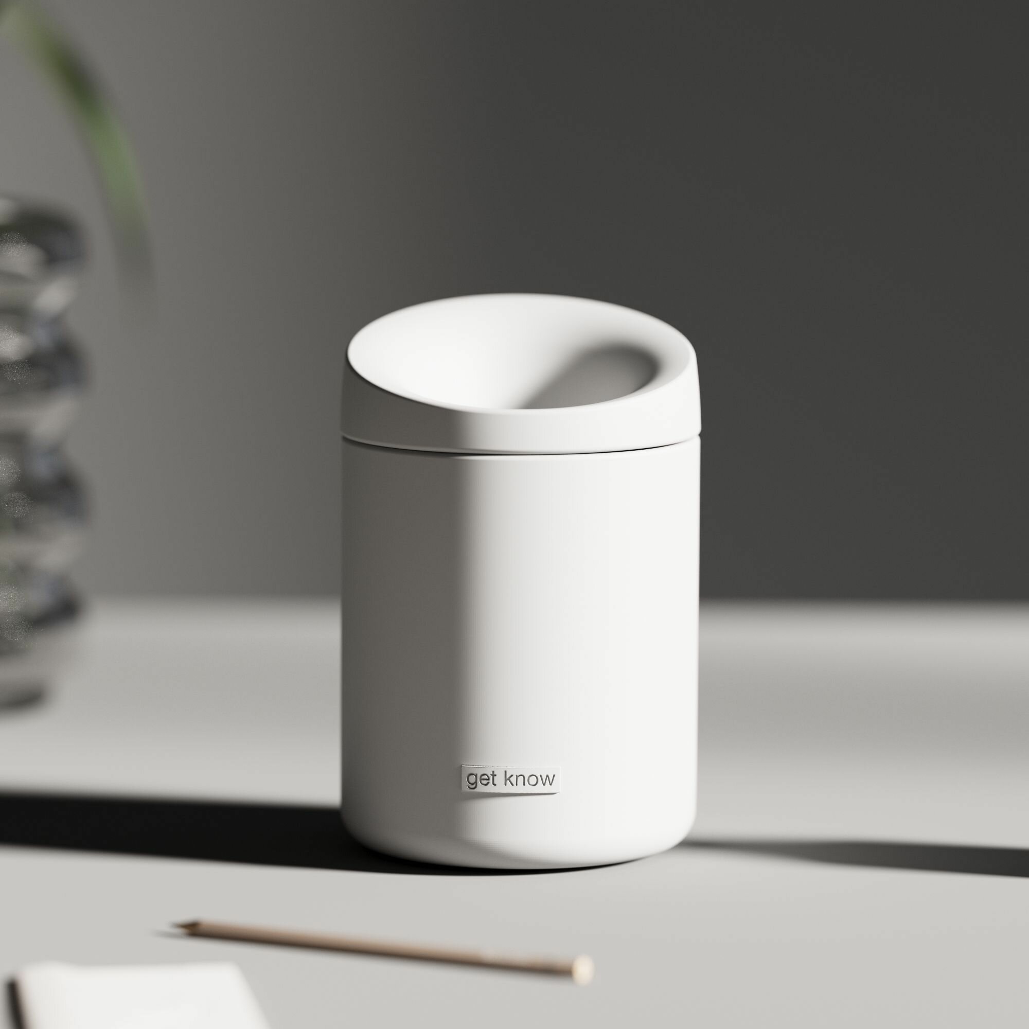 Контейнер для мусора настольный Монро белая, урна косметическая из бетона