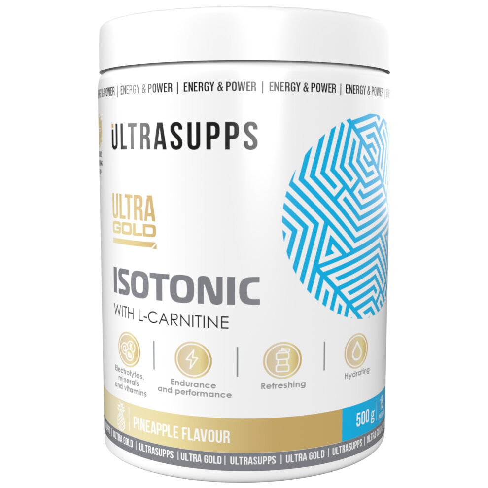 Изотоник + Л-Карнитин UltraSupps Ultra Gold Isotonic - 500 г, ананас