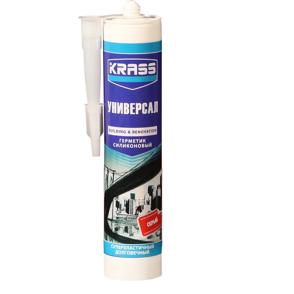Силиконовый универсальный герметик KRASS серый, 300 мл ЛА-00001832