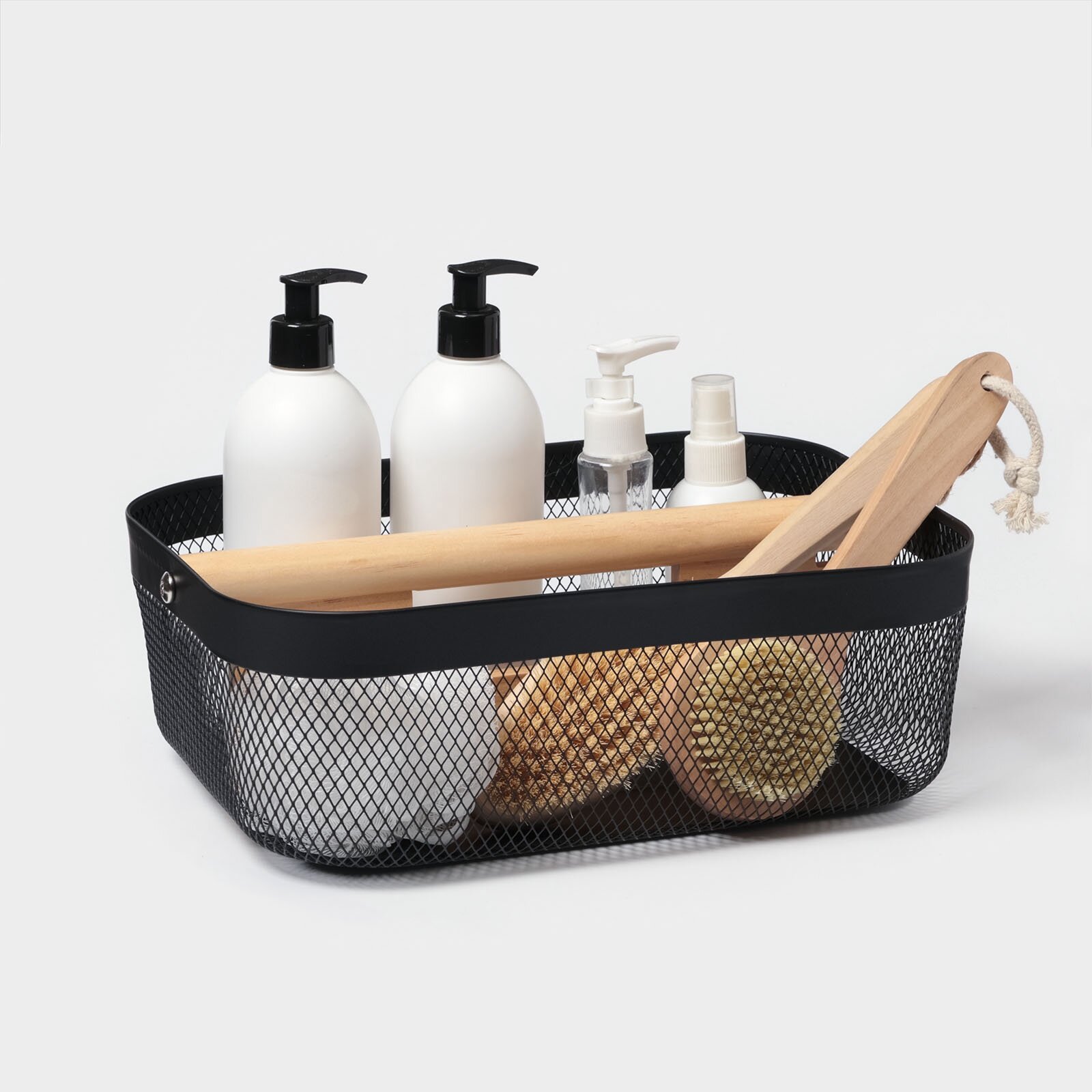 Корзинка универсальная LaDоm «Половинки», прямоугольная, с ручкой, 32,5×24,5×11,5 см, чёрная