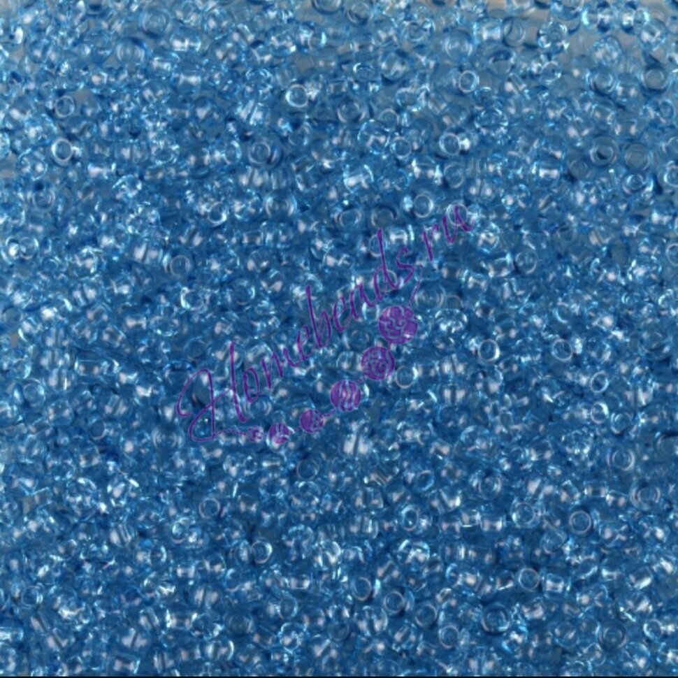 Бисер Чехия Preciosa, 01132, стекло, прозрачный пастельных тонов, круглое отверстие, 10/0, 50 г, синий