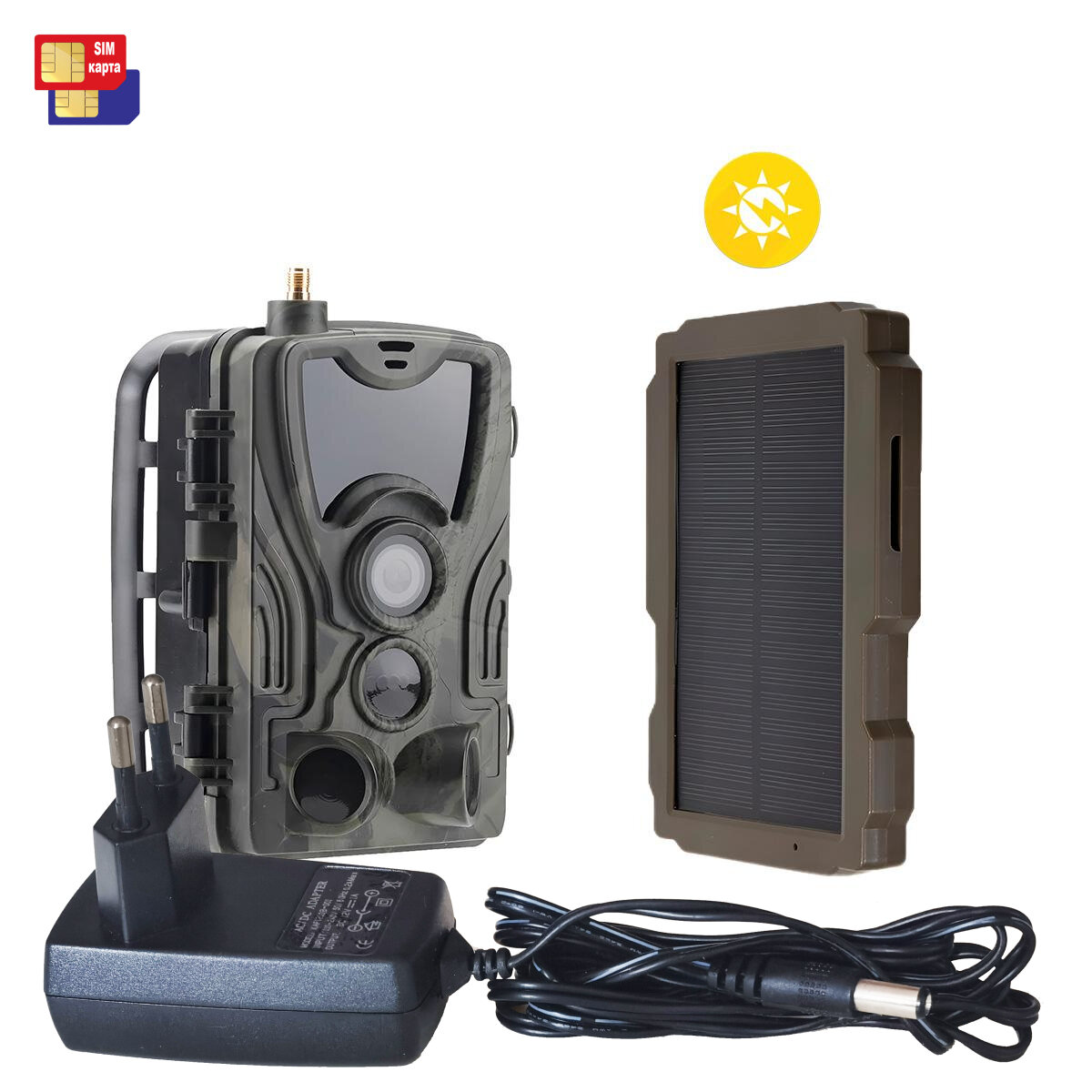 Фотоловушка 4G для дачи Филин 801G HC (NEW-4G) (Y13901MOK) с солнечной панелью «SP-08 Dual»