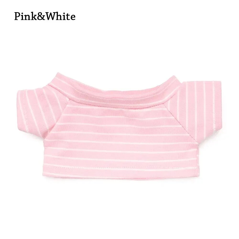 Футболка для кукол 20 см, полосатая, хлопок, 1 шт. Розовый, pink-white