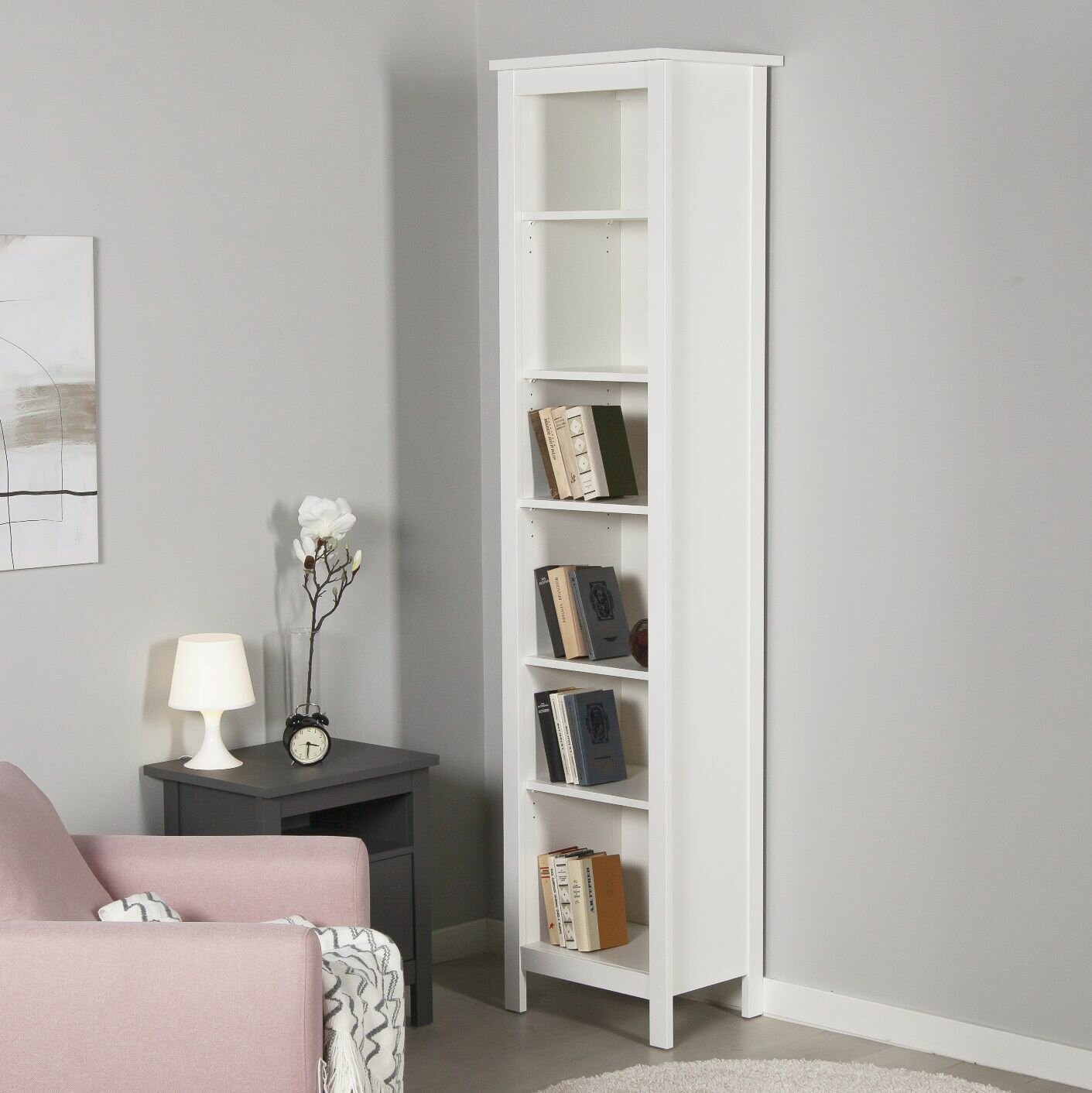 Стеллаж ГУД лакк сага 50, 215.5 x 41.4 x 49.6 см, цвет: белый