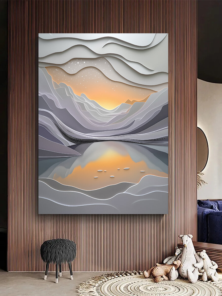 Пейзаж / природа, картина 3д / объемная, постер на холсте, 20х30 см, киригами