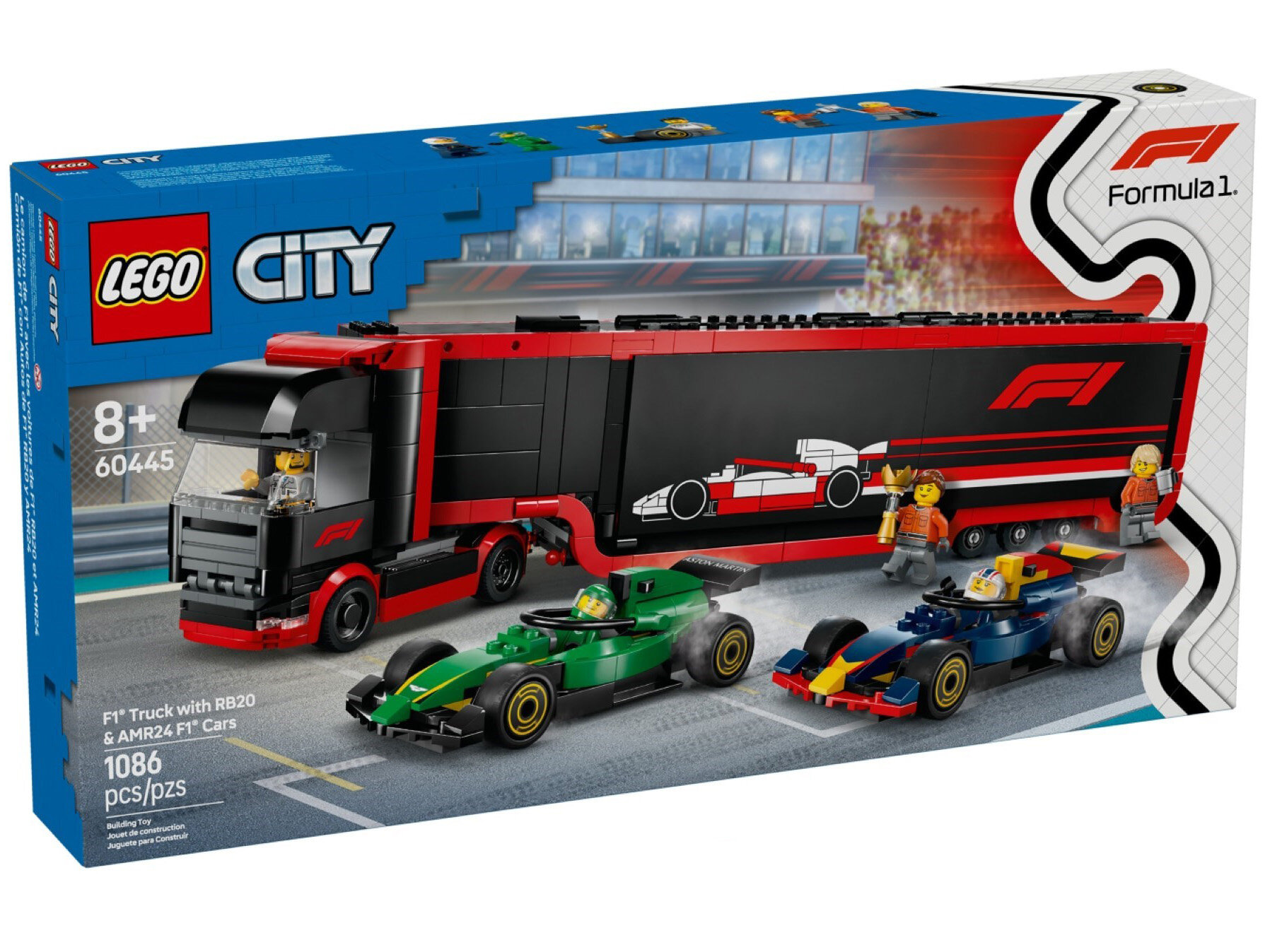 Конструктор LEGO City 60445 Автовоз F1 с машинами RB20 и AMR24