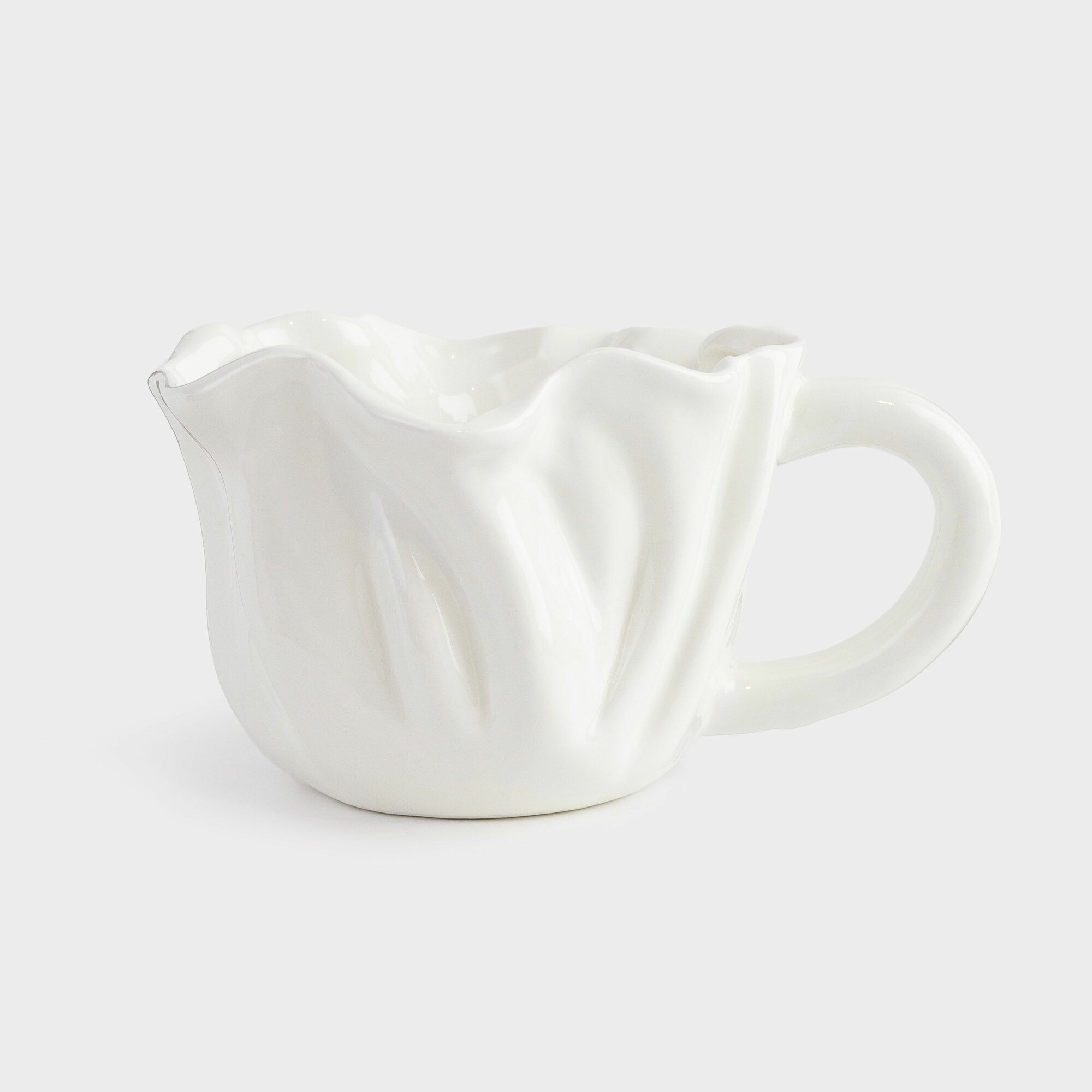 Кружка Kuchenland, 400 мл, керамика, молочная, Мятый эффект, Crumple