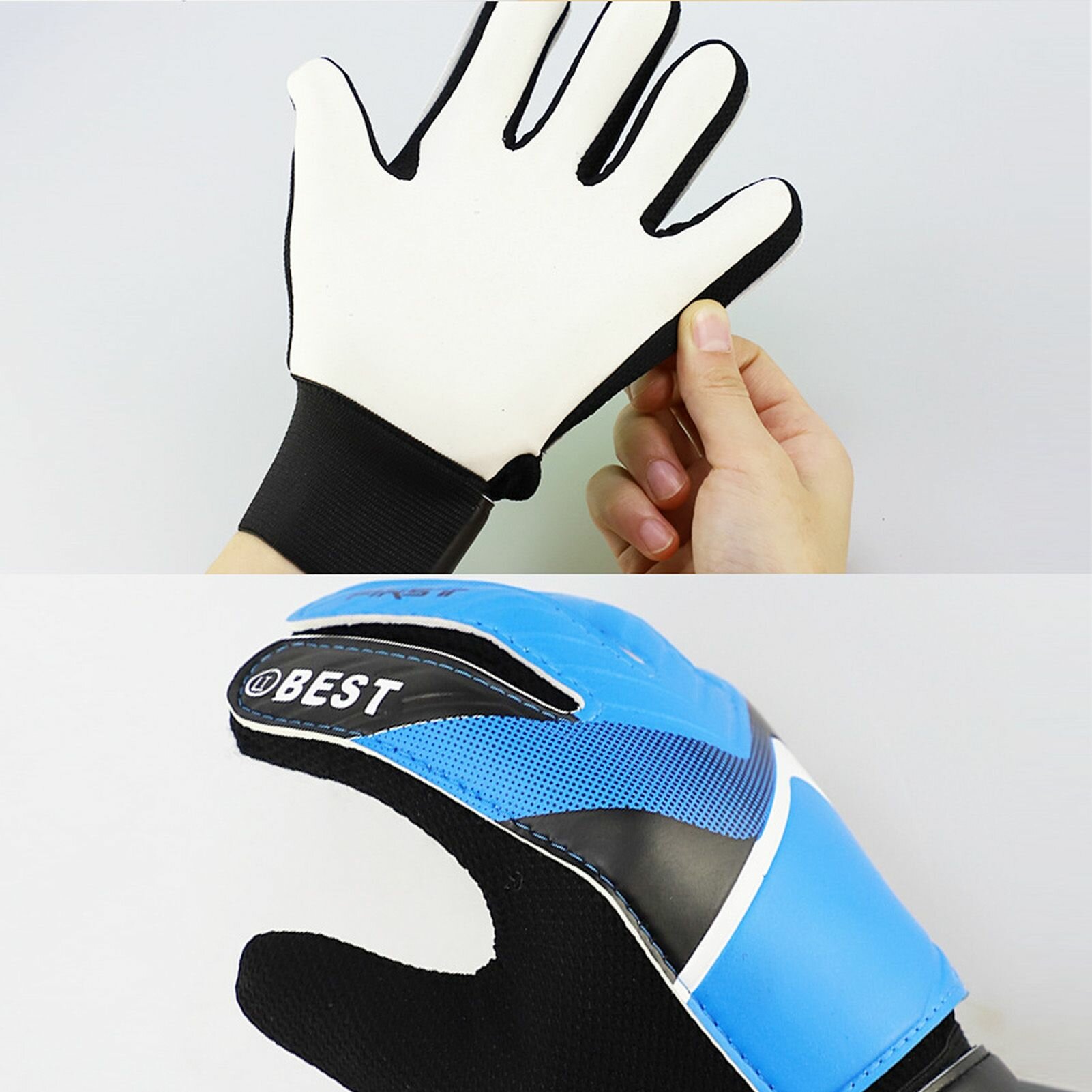 2 шт, детские вратарские перчатки, защитные перчатки для футбольных вратарей, синие, 17 18 см/6,7 7,1 дюйма