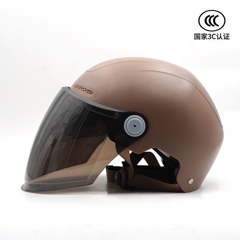 Шлем MAHAER, для электровелосипедов, с аккумулятором 3C, коричневый