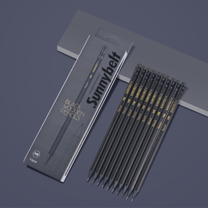 Набор карандашей, HB, черный, дерево, 10 штук