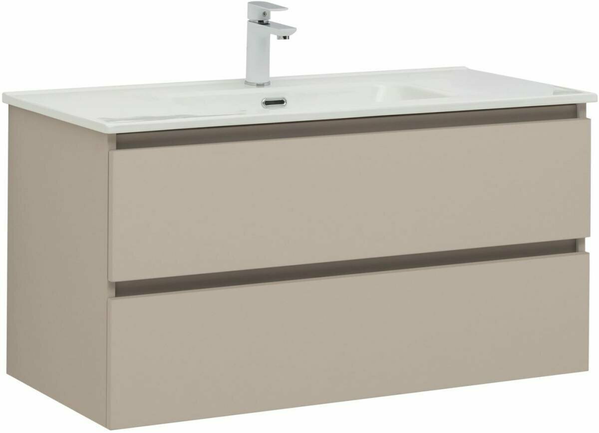 Тумба с раковиной Aquanet Вега 2.0 100 бежевый + раковина Flat