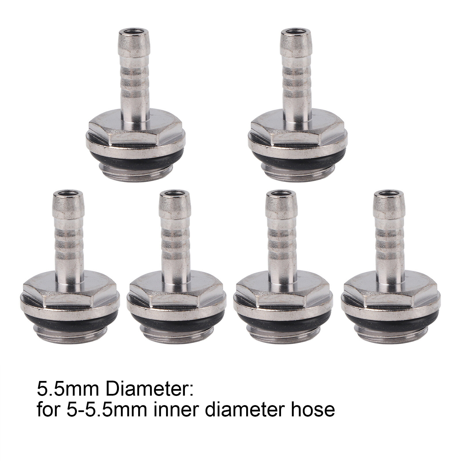 6 шт. Фитинг G1/4 с зазубрином, двойной обжим, для трубки 5.5 мм