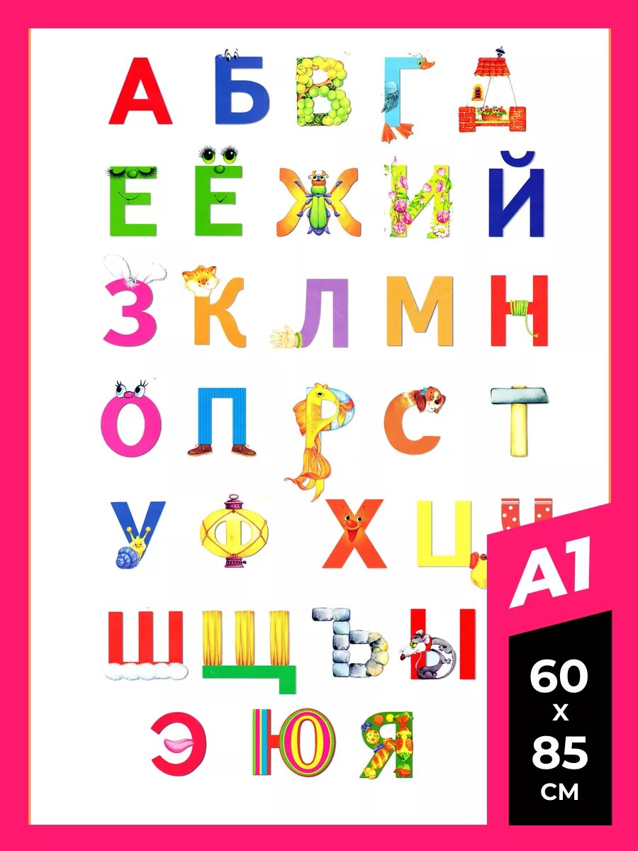 Плакат постер русский алфавит и азбука 50x70, А1, А2, А3
