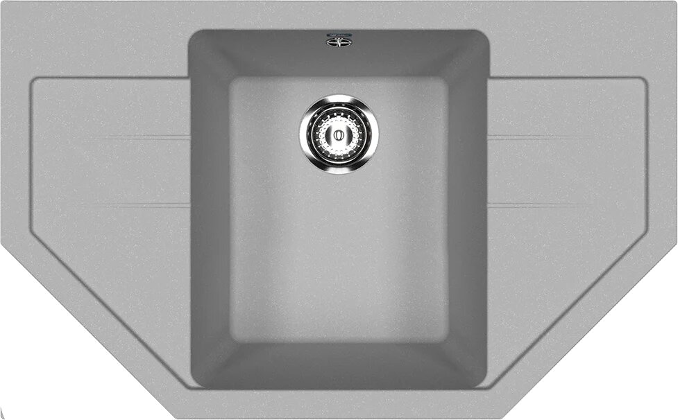 Мойка кухонная Ulgran U-609 -342 угловая, 79x49, мойка для кухни, с крылом, серая, трапеция, матовая