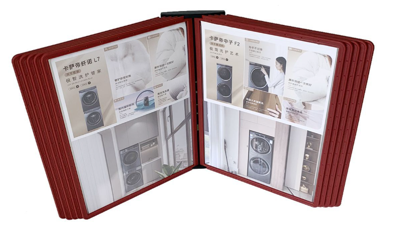 Демосистема настенная на 10 карманов А4 - информационный стенд, цвет красный.