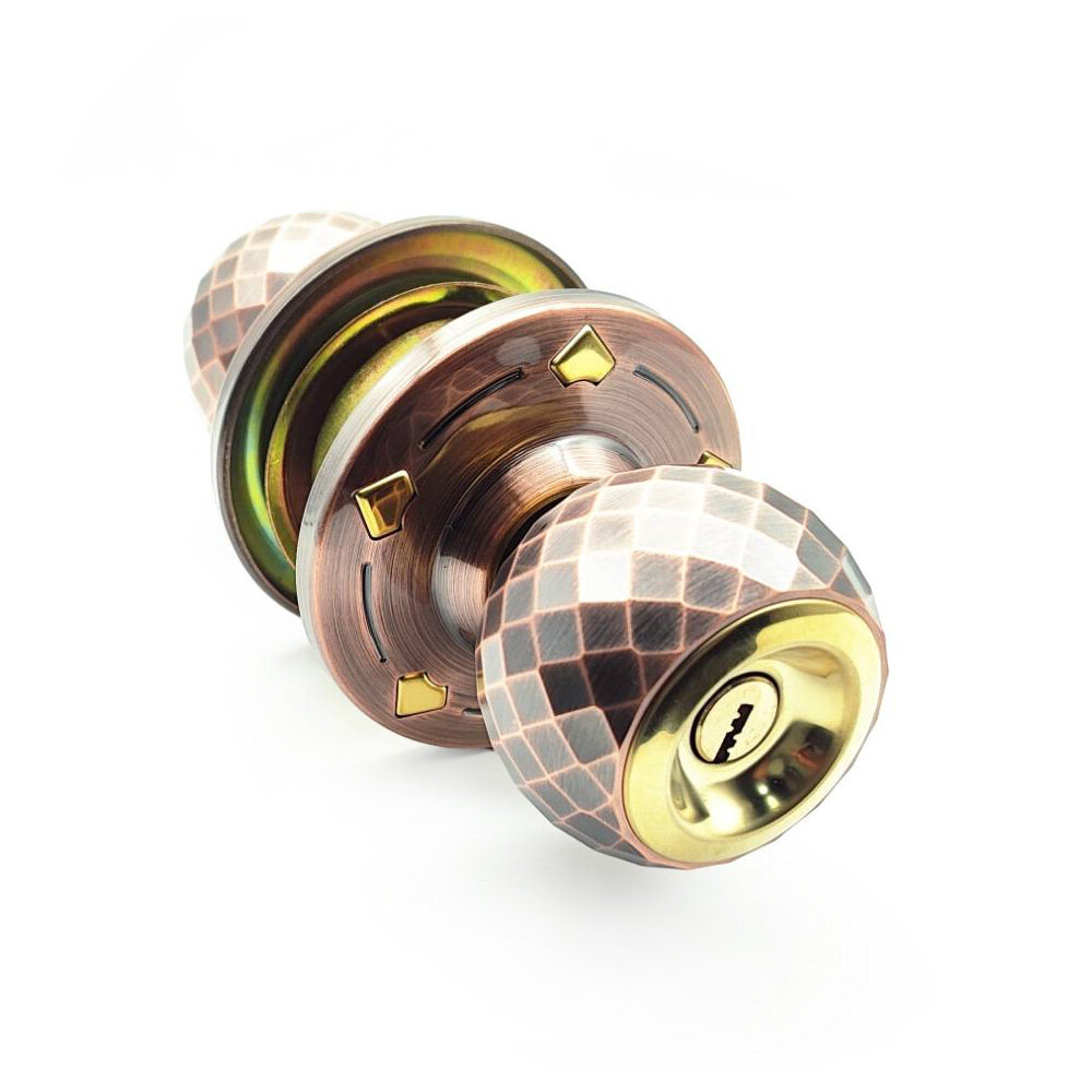 Дверная ручка из алюминиевого сплава Heavy-duty Ball Lock с зеркальным покрытием, 3 ключа, для спальни, ванной, классной комнаты, кладовой, деревянной двери, простая установка, дверная ручка для входной двери, цвет: Красный бронза, Зеленый бронза