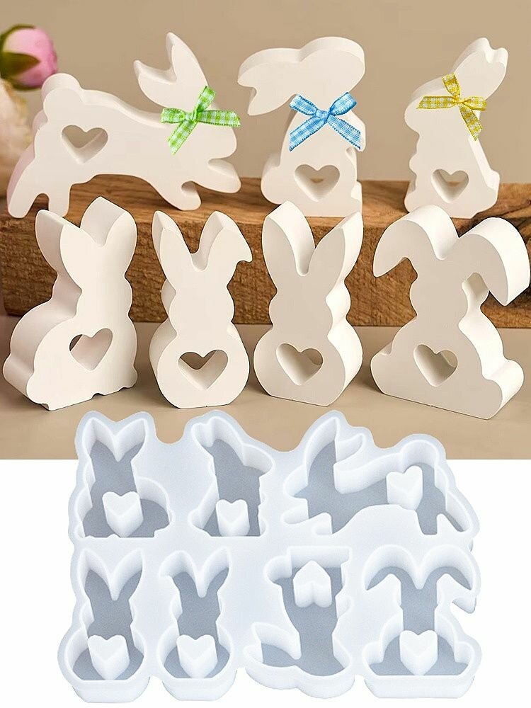 Силиконовая форма в виде зайчика-сердечка