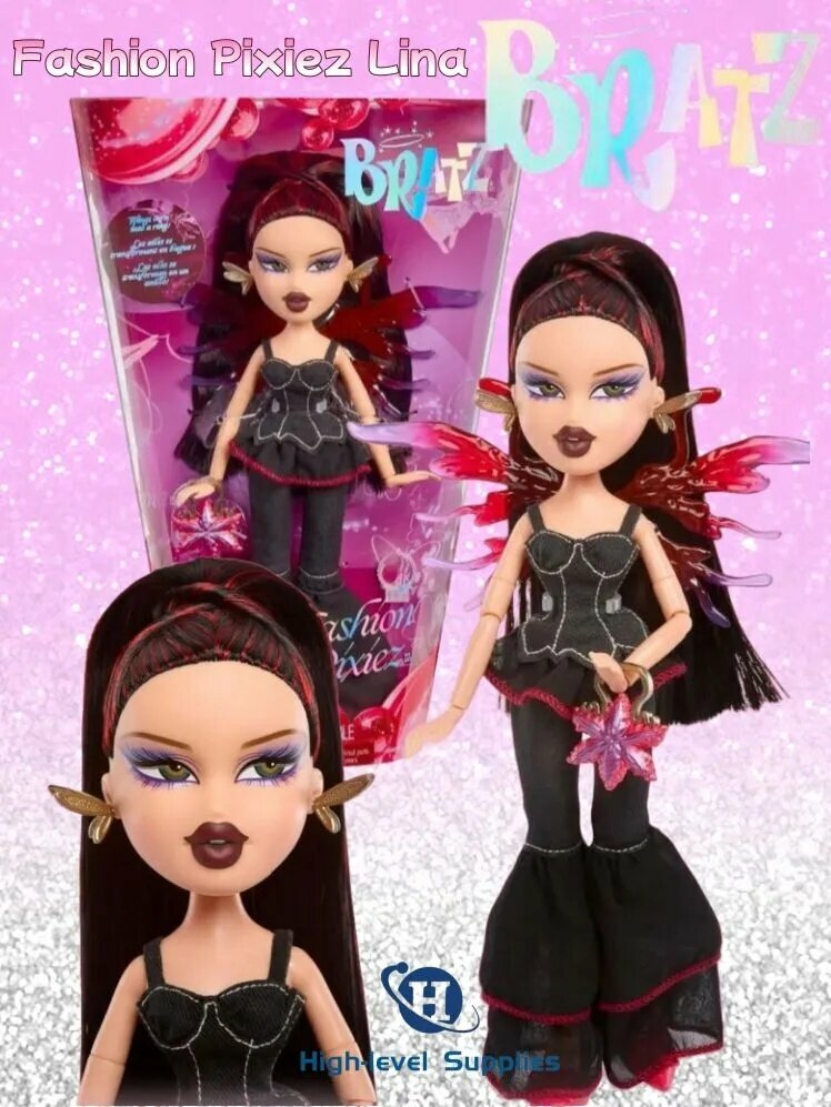 Коллекционная фантазийная кукла Bratz Fashion Pixiez Lina с настоящей одеждой и аксессуарами