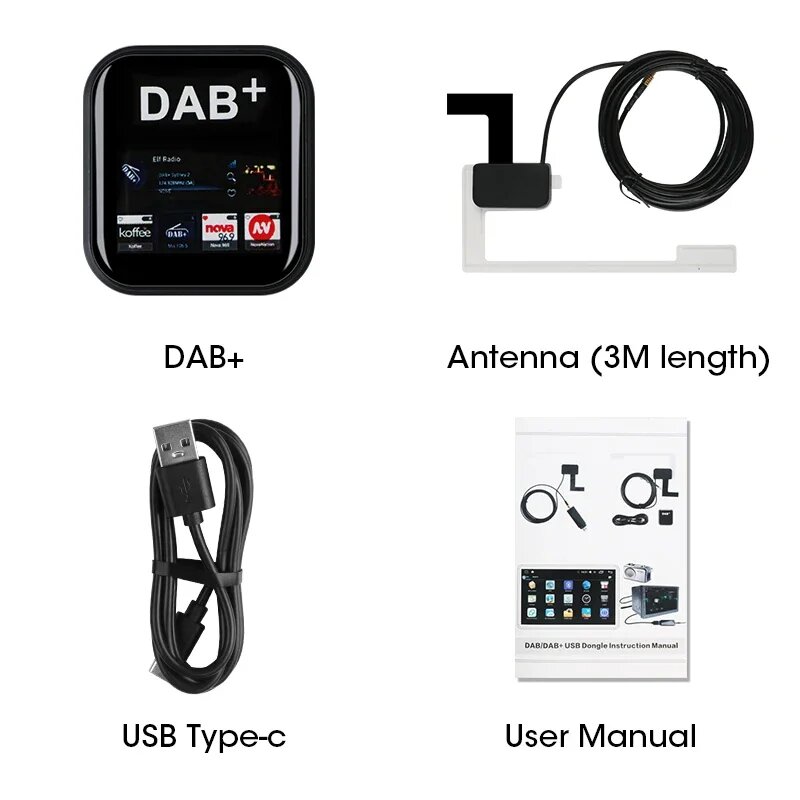 Автомобильная антенна DAB+ для Android, Европа, автомобильное радио с USB-адаптером, GPS-стерео, DAB-приемник, плеер