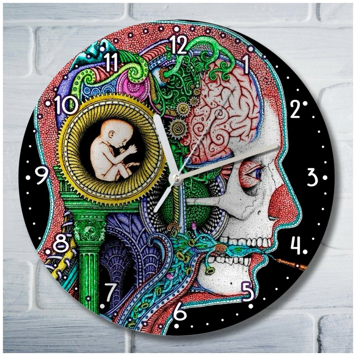 Настенные часы УФ хиппи арт (эзотерика, психоделика, абстракция, красочная картина) - 1016