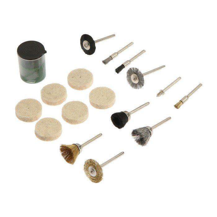 Набор мини-насадок для гравера тундра, щетки, полировальные круги, паста, 3.2 мм, 17 шт, 7107472
