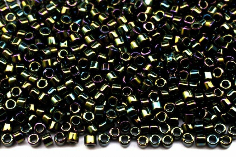 Бисер японский MIYUKI Delica цилиндр 11/0 DB-0003 зеленый ирис, металлизированный, 5 грамм