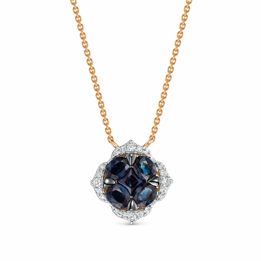 Колье, красное золото, 585 проба, родирование, сапфир