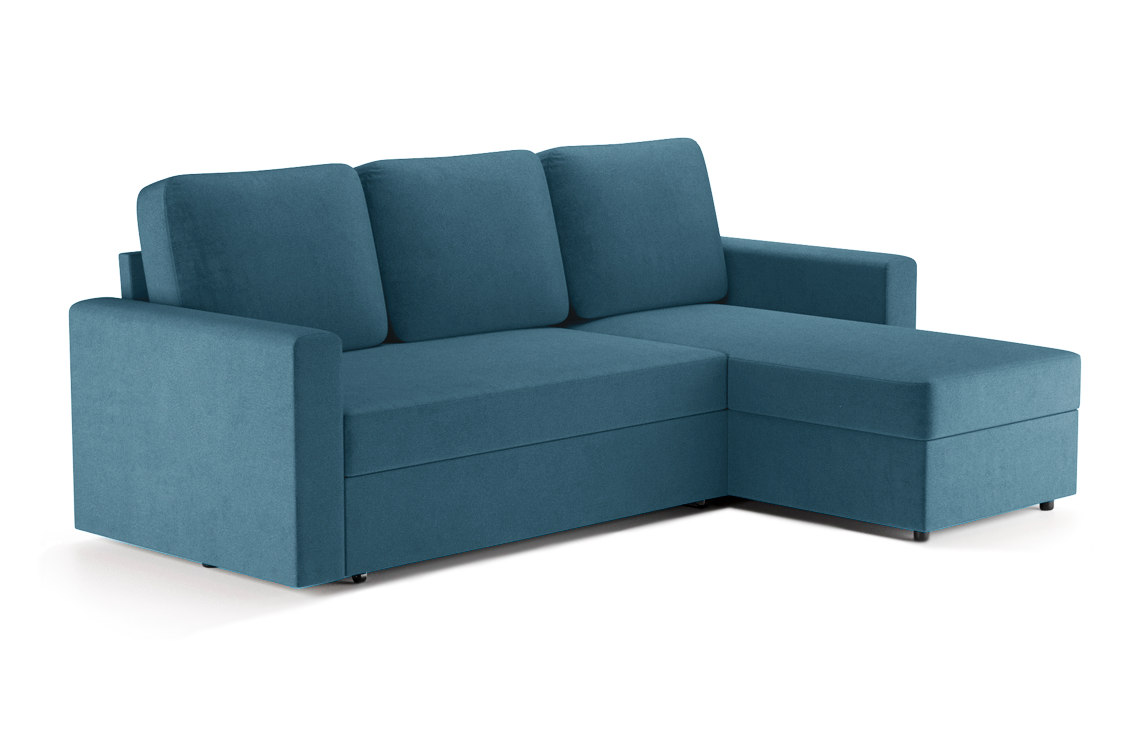 Диван угловой раскладной дельфин Гранде в цвете зеленый (идол 117 (Замша)