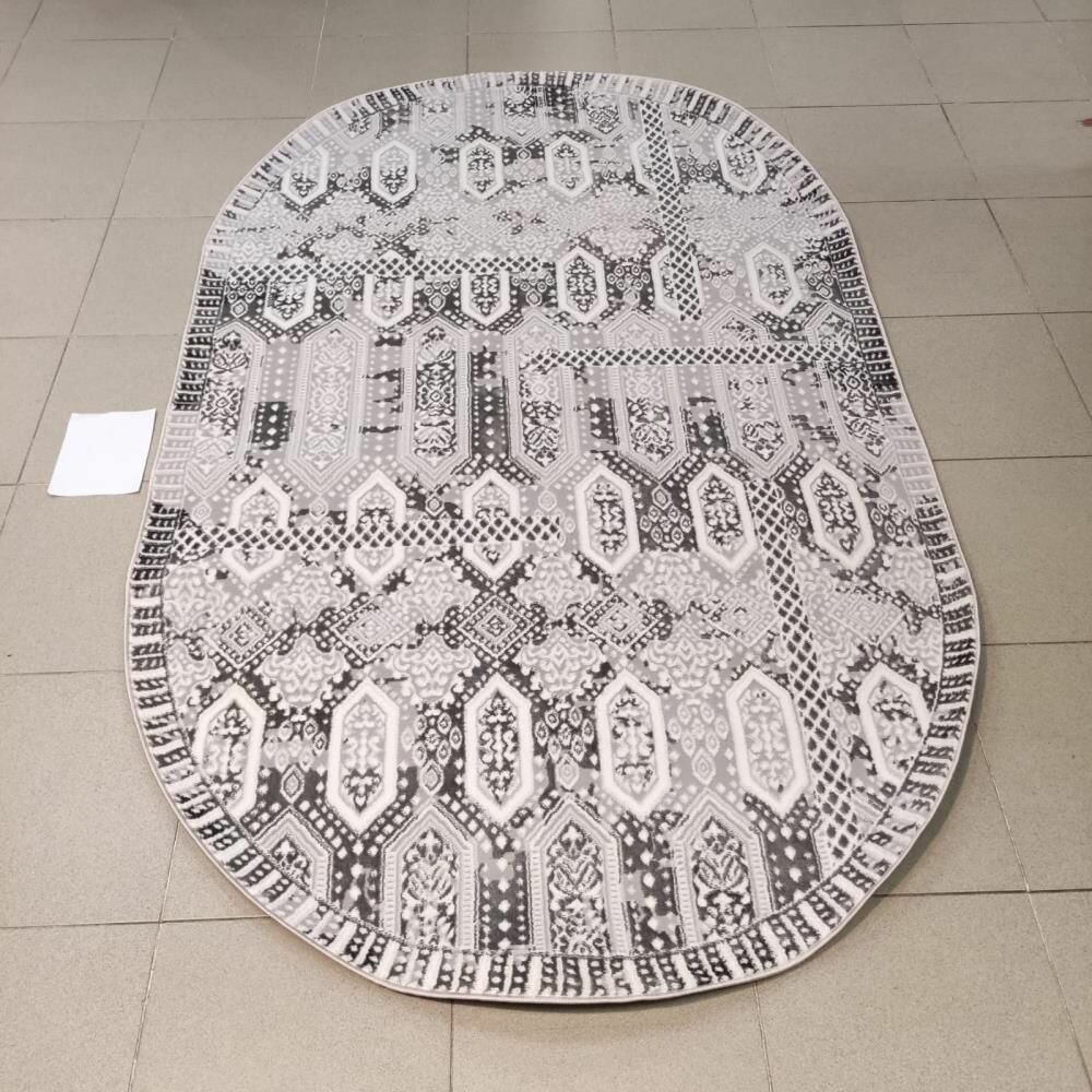 Ковер Модерн БАЛ текстиль BOMONTI NATUREL KZ F580A , Овал, цвет Серый, из нитей Полиэстер, основа хлопок, размер 1 м на 2 м, вес 2,8 кг