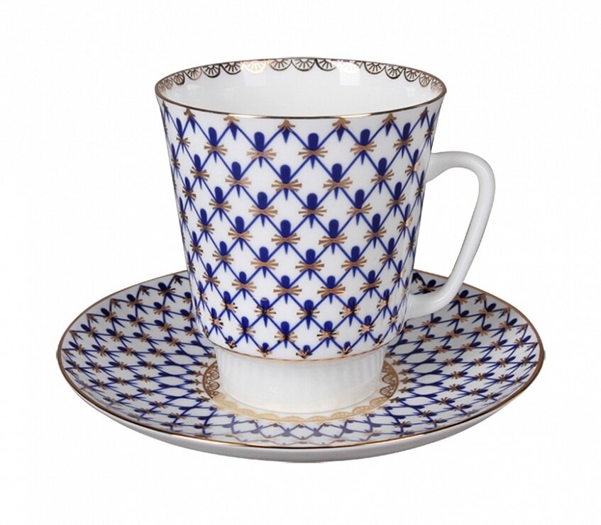 Чашка с блюдцем кофейная Кобальтовая сетка (Майская) 165 мл, Императорский фарфоровый завод (ИФЗ) 81.14574.00.1