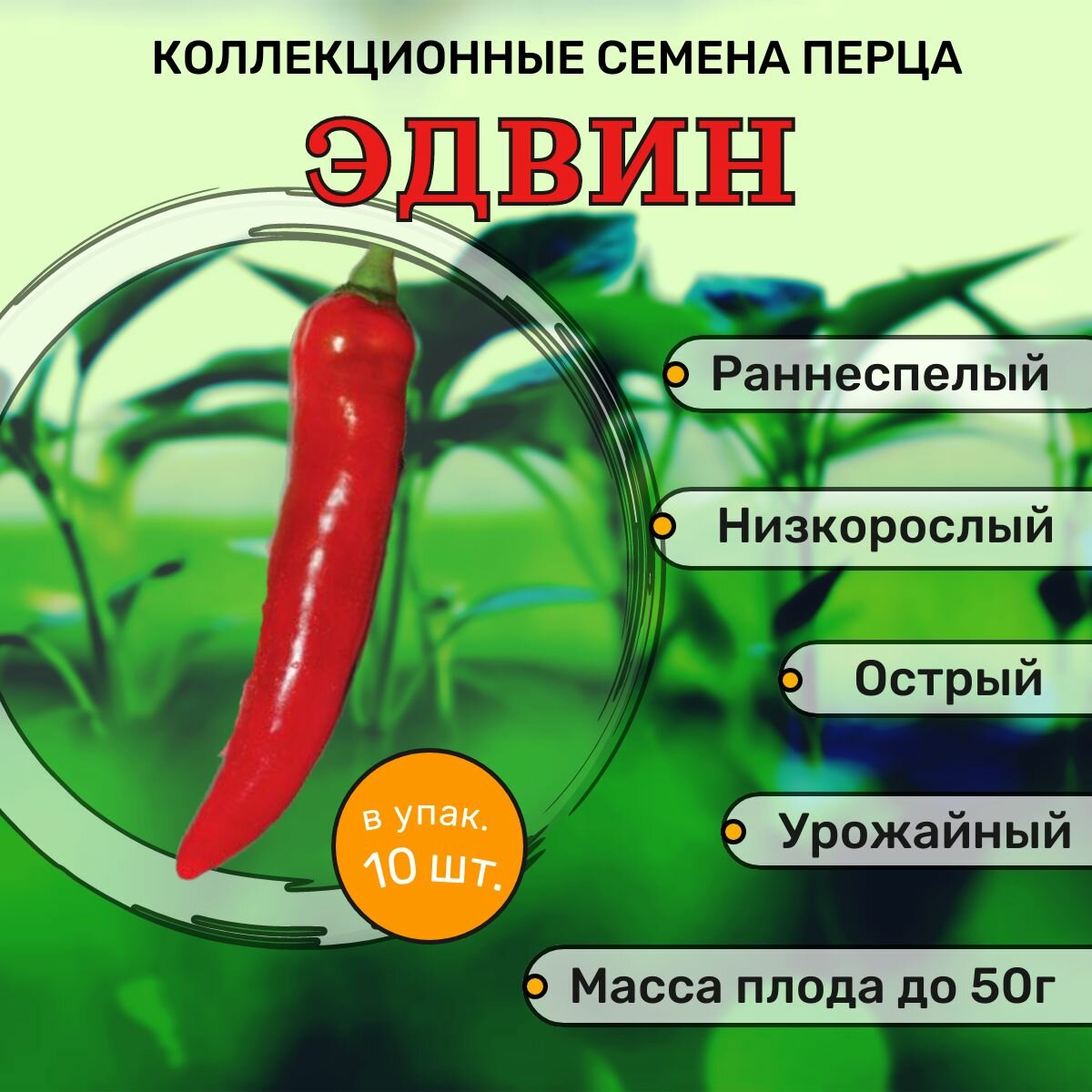 Коллекционные семена перца острого Эдвин F1