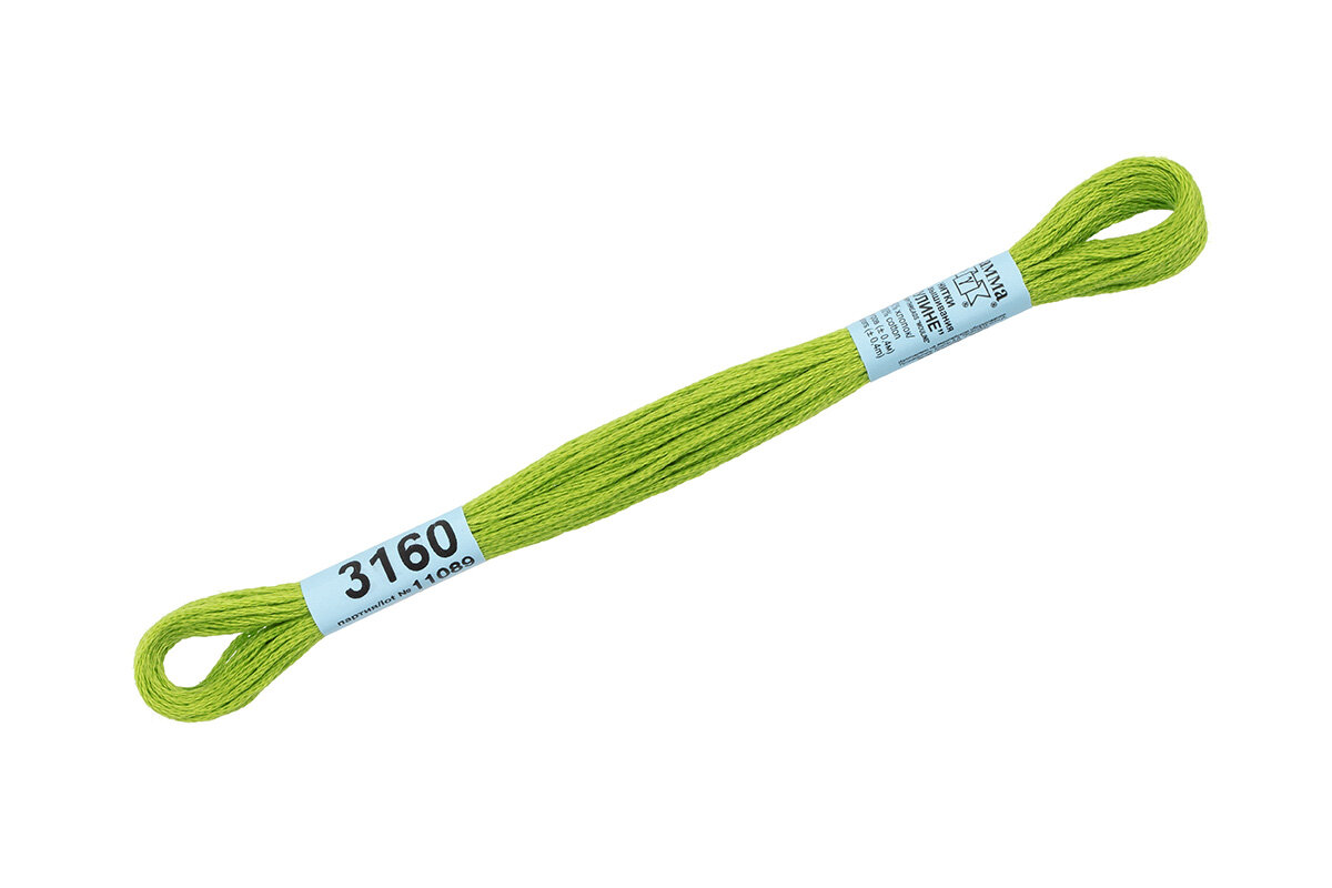 Мулине GAMMA нитки для вышивания 8м. 3160 ярко-зеленый, 1 штука.