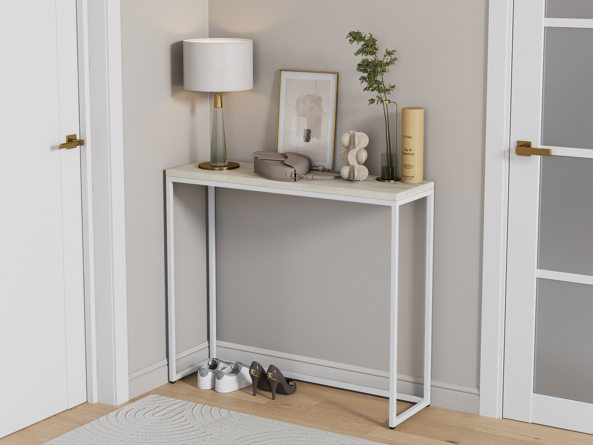 Консоль Айсберг Лофт Белый/дуб крафт белый