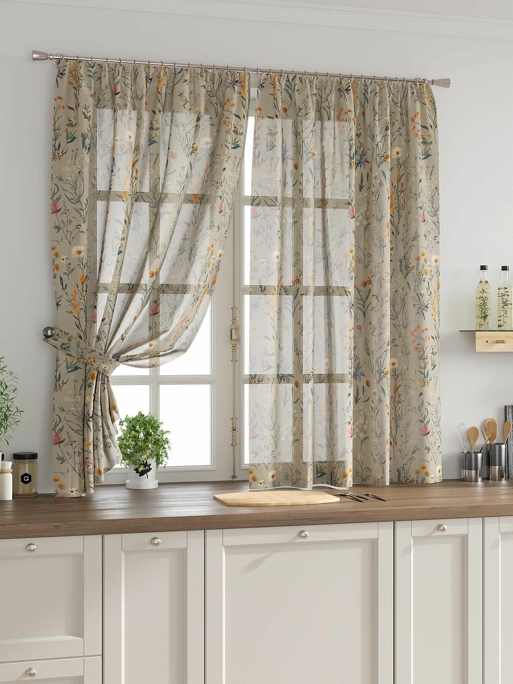 Шторы в кухню / Тюль для кухни Comfy Way 150х160 см 2 шт/ Свилс - 18