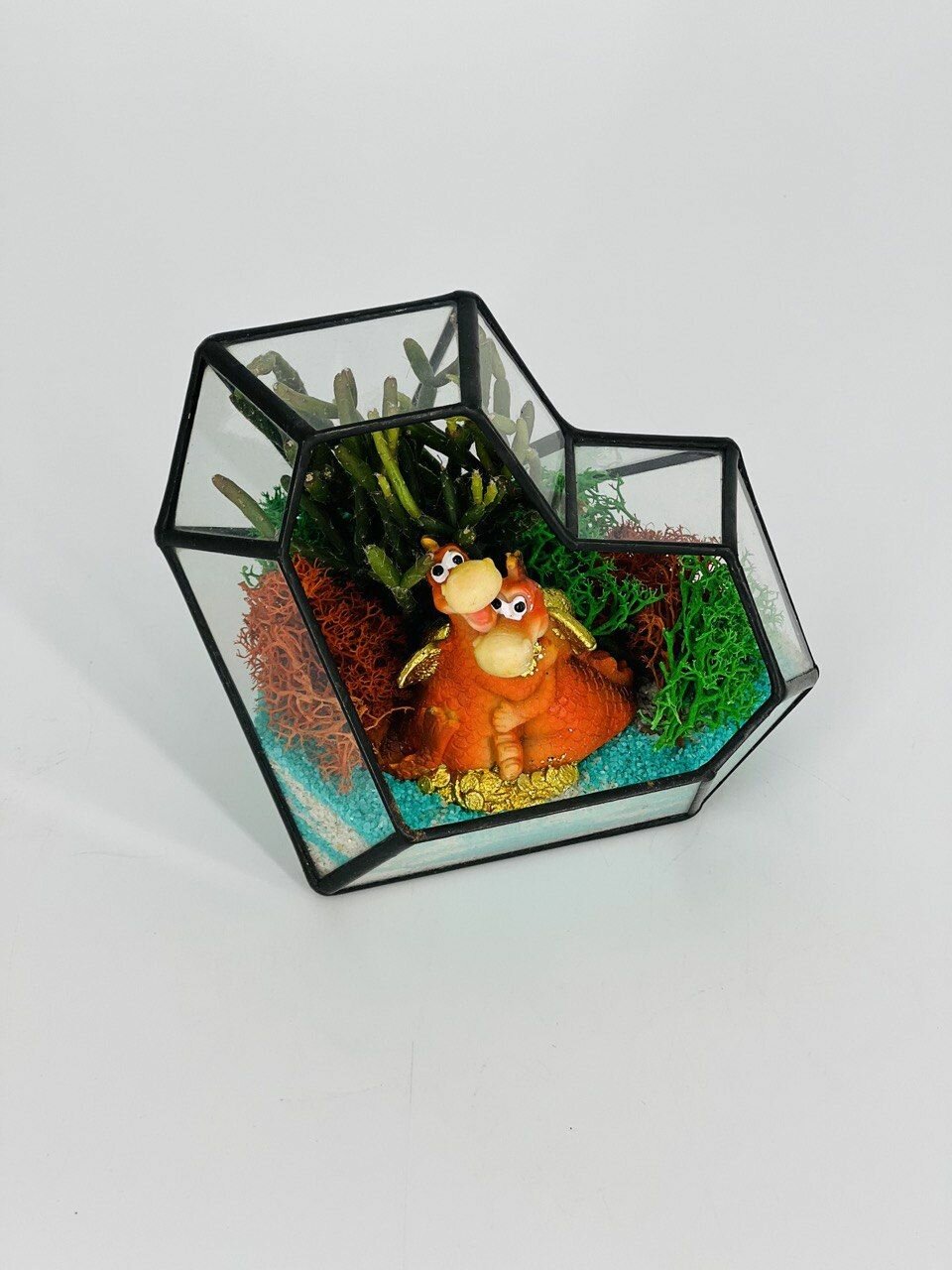 Флорариум сердце бриллиант с драконом