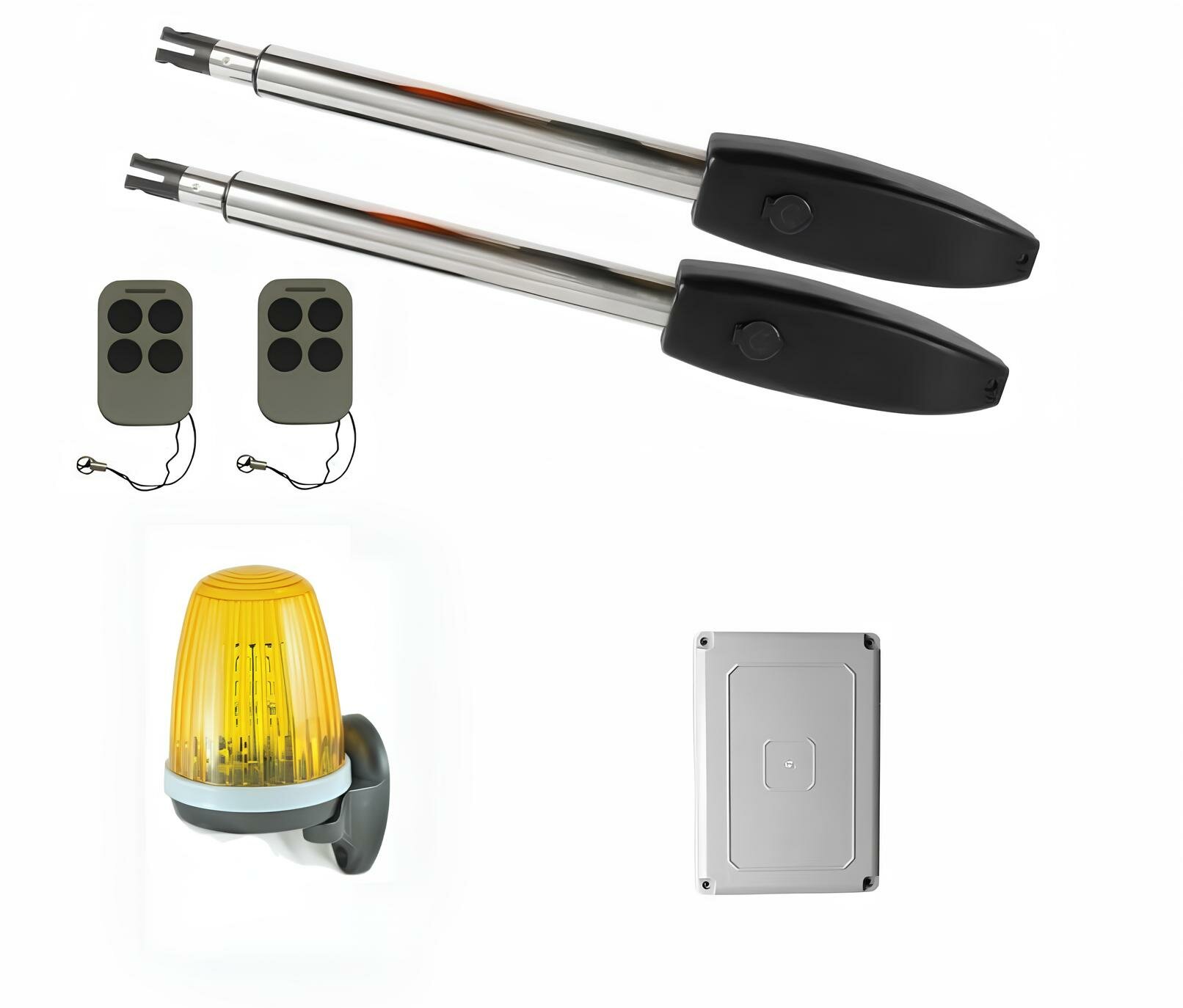 Автоматика для распашных ворот KSW-2500 L-3K, комплект: 2 привода, блок управления, 2 пульта, лампа