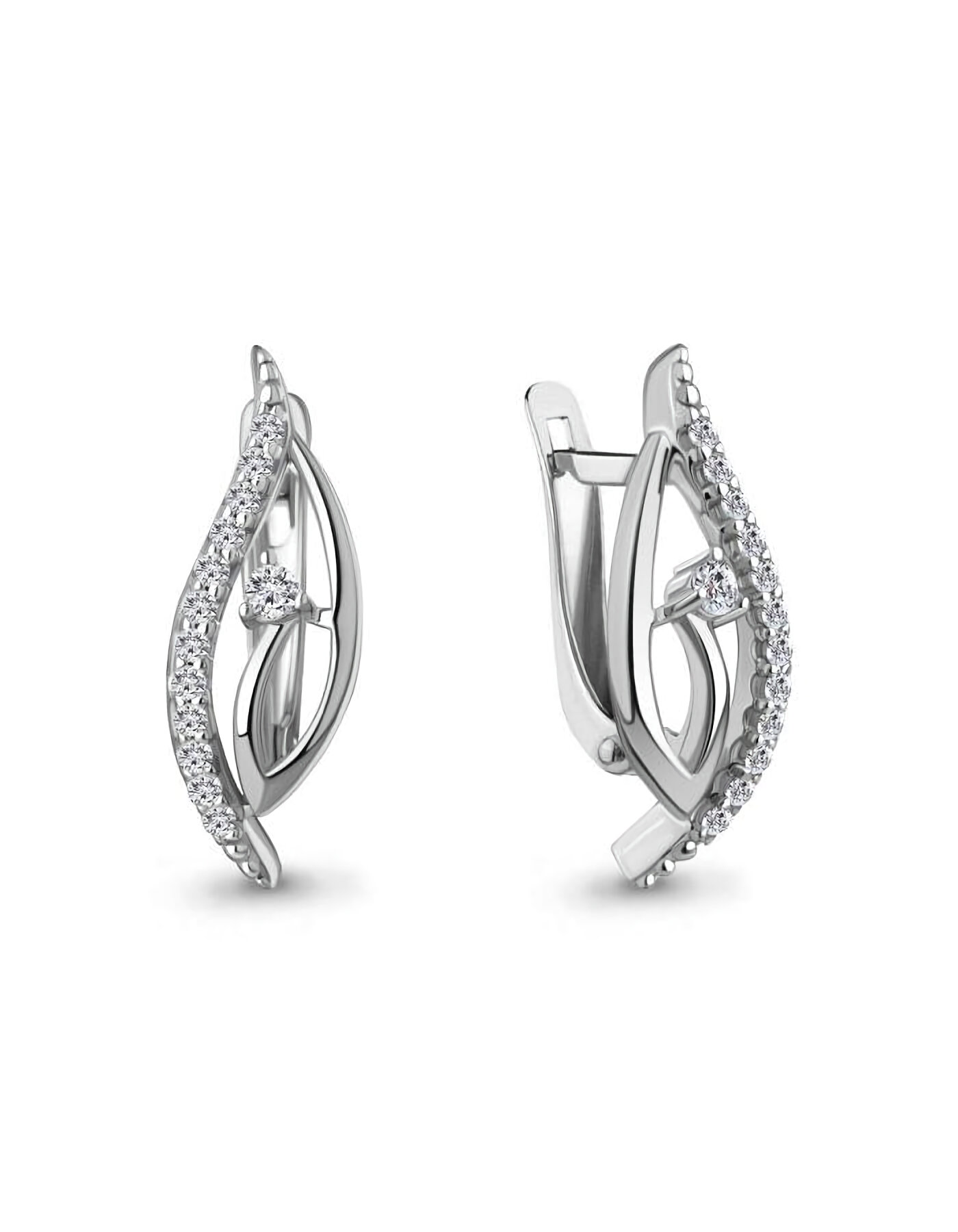 Серьги, серебро, 925 проба, родирование, фианит