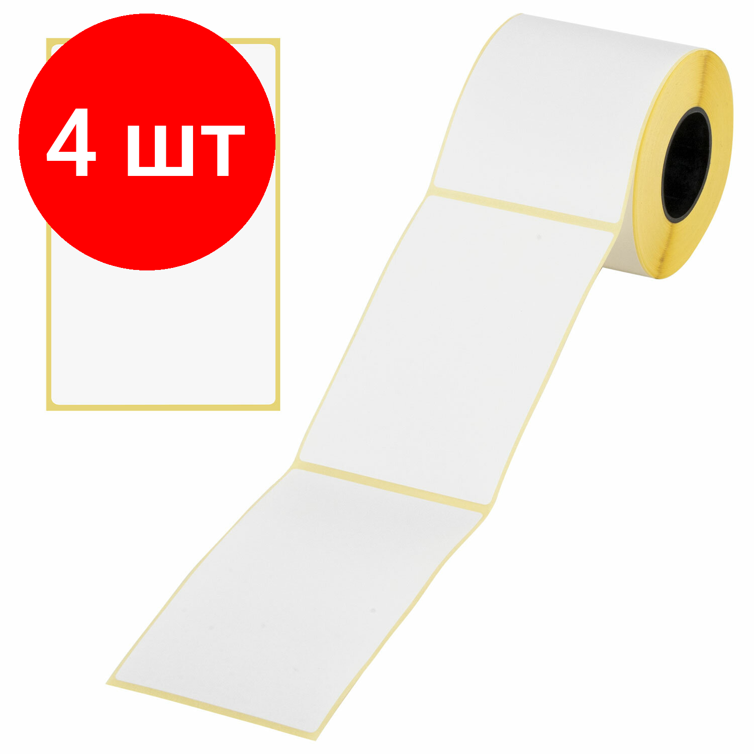 Комплект 4 шт, Этикетка ТермоЭко (75х120 мм), 300 этикеток в ролике, светостойкость до 2 мес, 115617