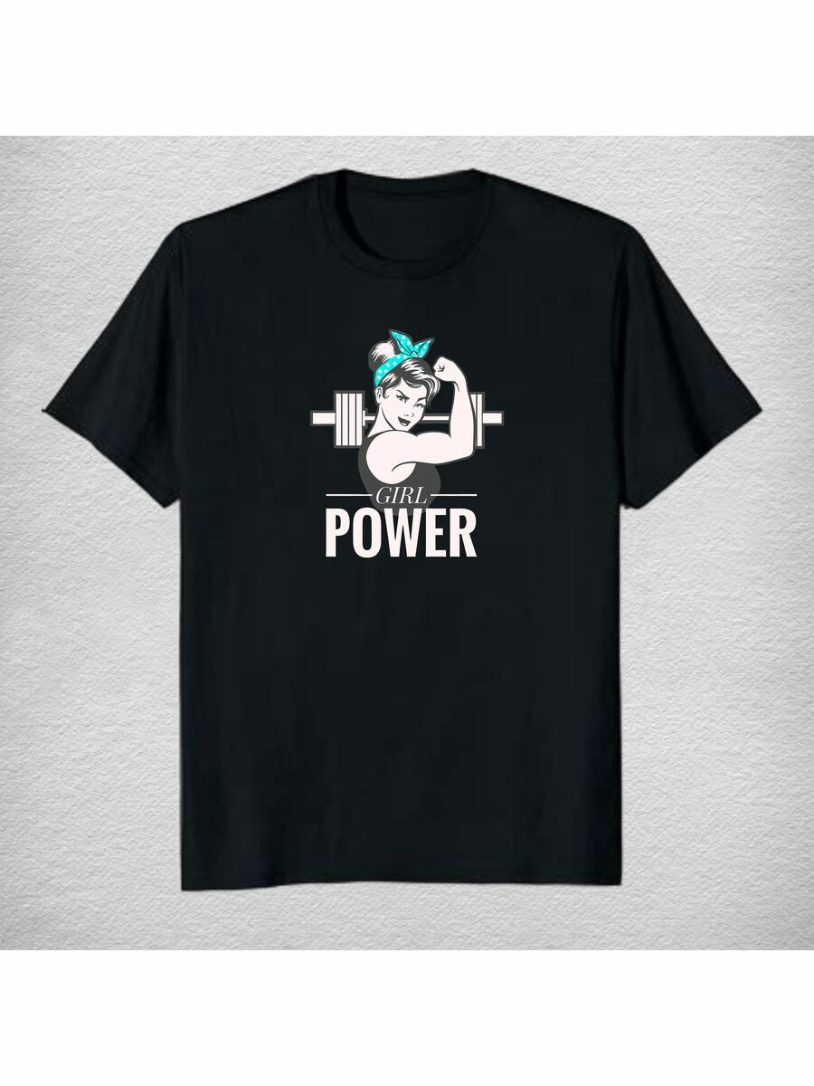 Футболка надписью тяжелая атлетика girl