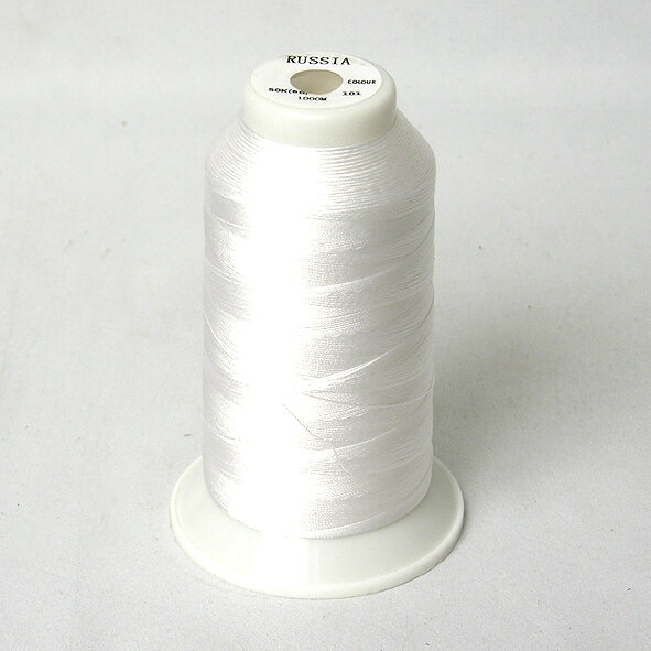 Нитки 60 капрон для швейной машинки (50к-1000м)(арт.101) цв. белый