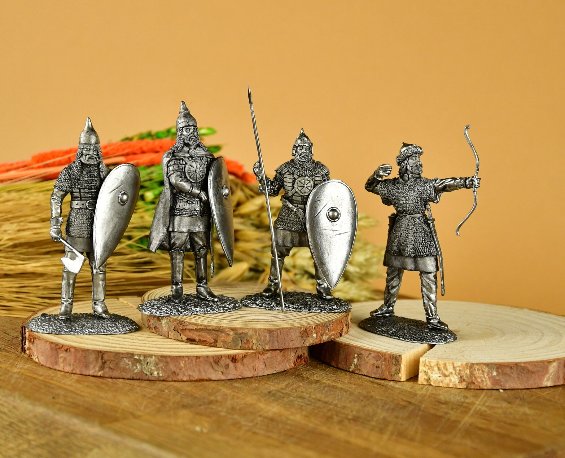 Оловянный набор солдатиков Четыре Богатыря 54 мм масштаб (высота 6-7 см)