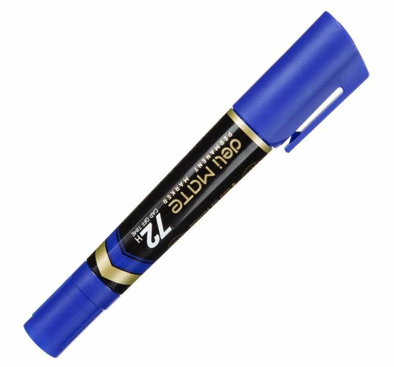 Маркер перманентный двухсторонний, синий, влагостойкий, линия письма 1-5 мм, для различных поверхностей