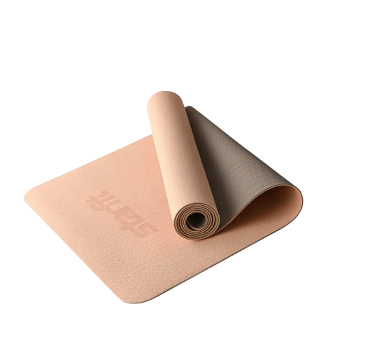 Коврик для йоги STARFIT FM-201 TPE 183x61х0,4 см персиковый/серый