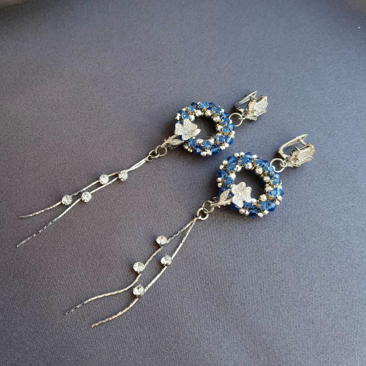 Серьги с подвесками, кристаллы Swarovski