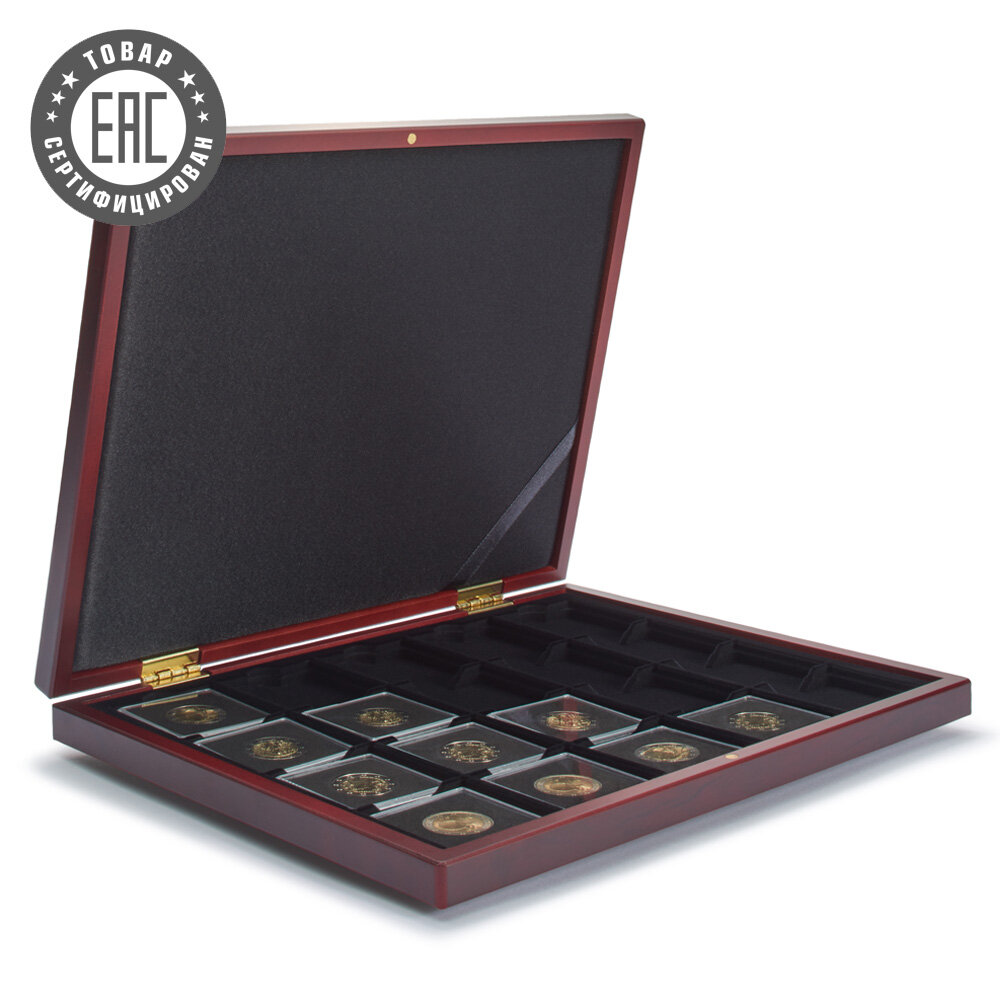 Коробка HMETUIQ/20 деревянная на 20 монет в капсулах QUADRUM. Leuchtturm, #341012