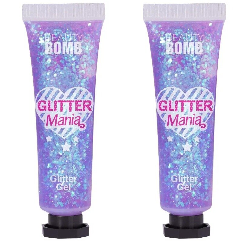 Глиттер гель для лица Beauty Bomb Glitter Mania, тон 04 Tomorrowland, 15мл, 2 шт