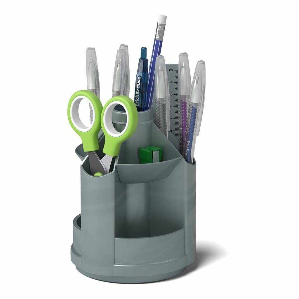 Подставка органайзер с наполнением 11 предметов "Mini Desk. Ice Metallic" серебрянная