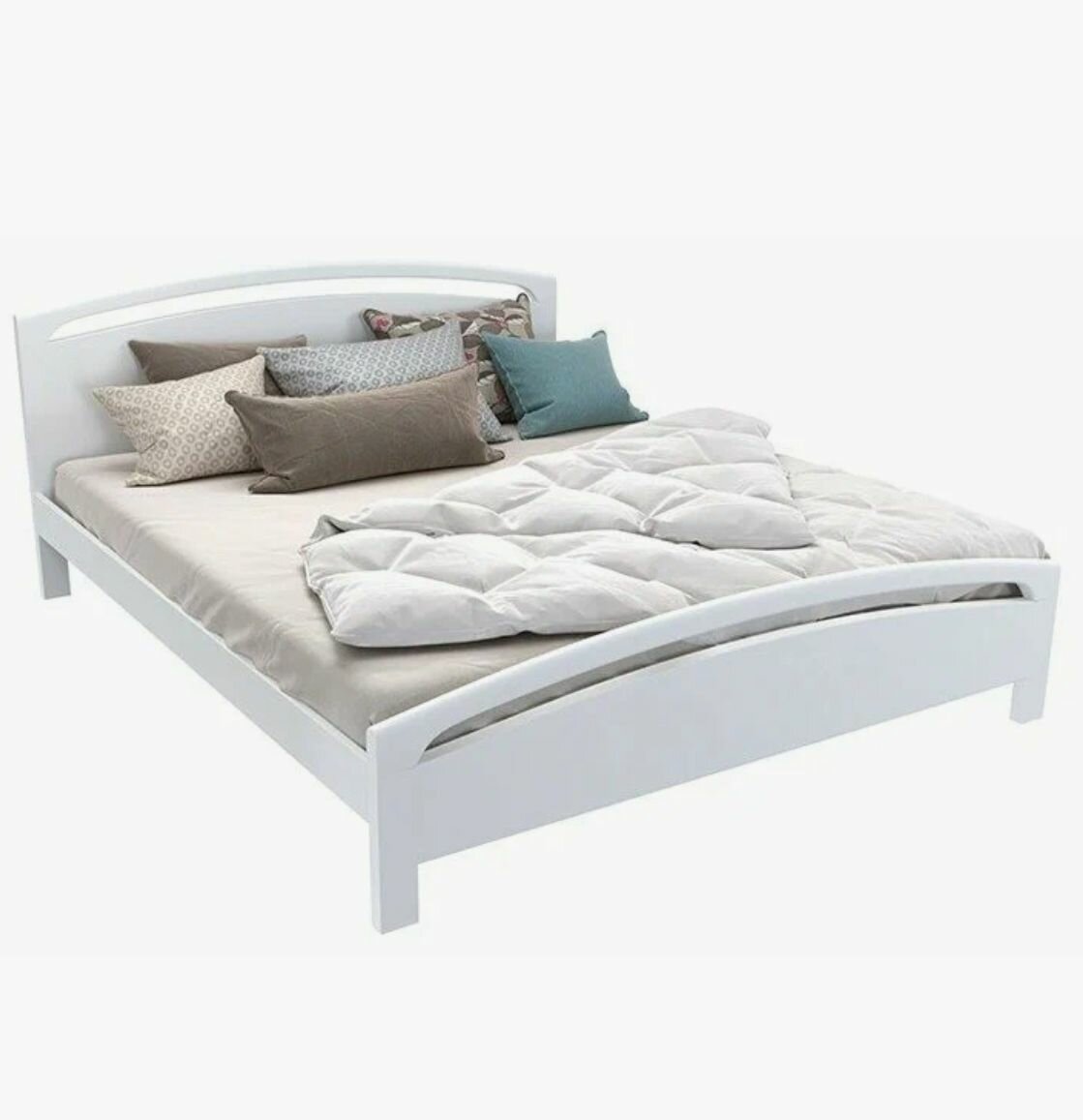 Двуспальная кровать Бали 180х200 / белый / из массива сосны / деревянная / комфортная