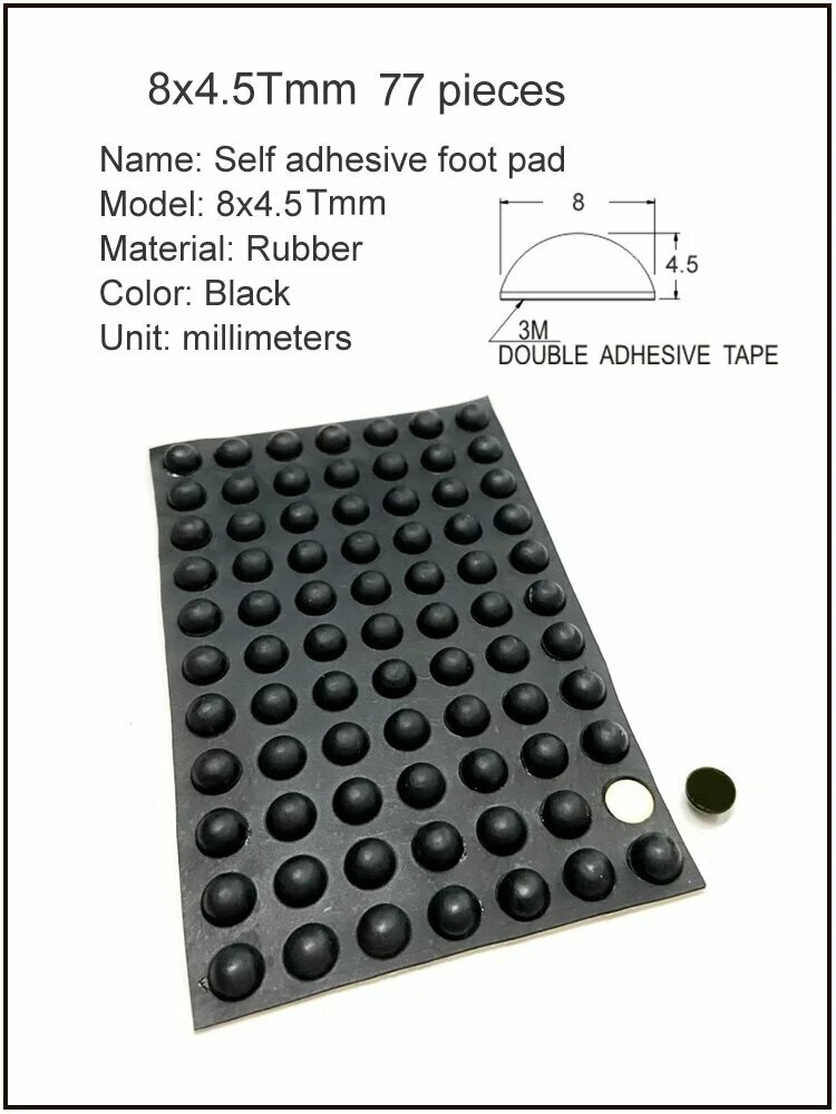 Черный буферный блок для предотвращения столкновений, резиновая самоклеящаяся подставка для ног, мебельный шкаф, электроприборы, противоскользящие ножки 8x4.5Tmm 77pieces
