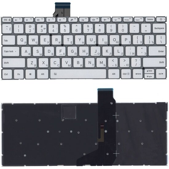 Клавиатура Amperin для ноутбука Xiaomi Mi Air 12.5 серебристая с подсветкой